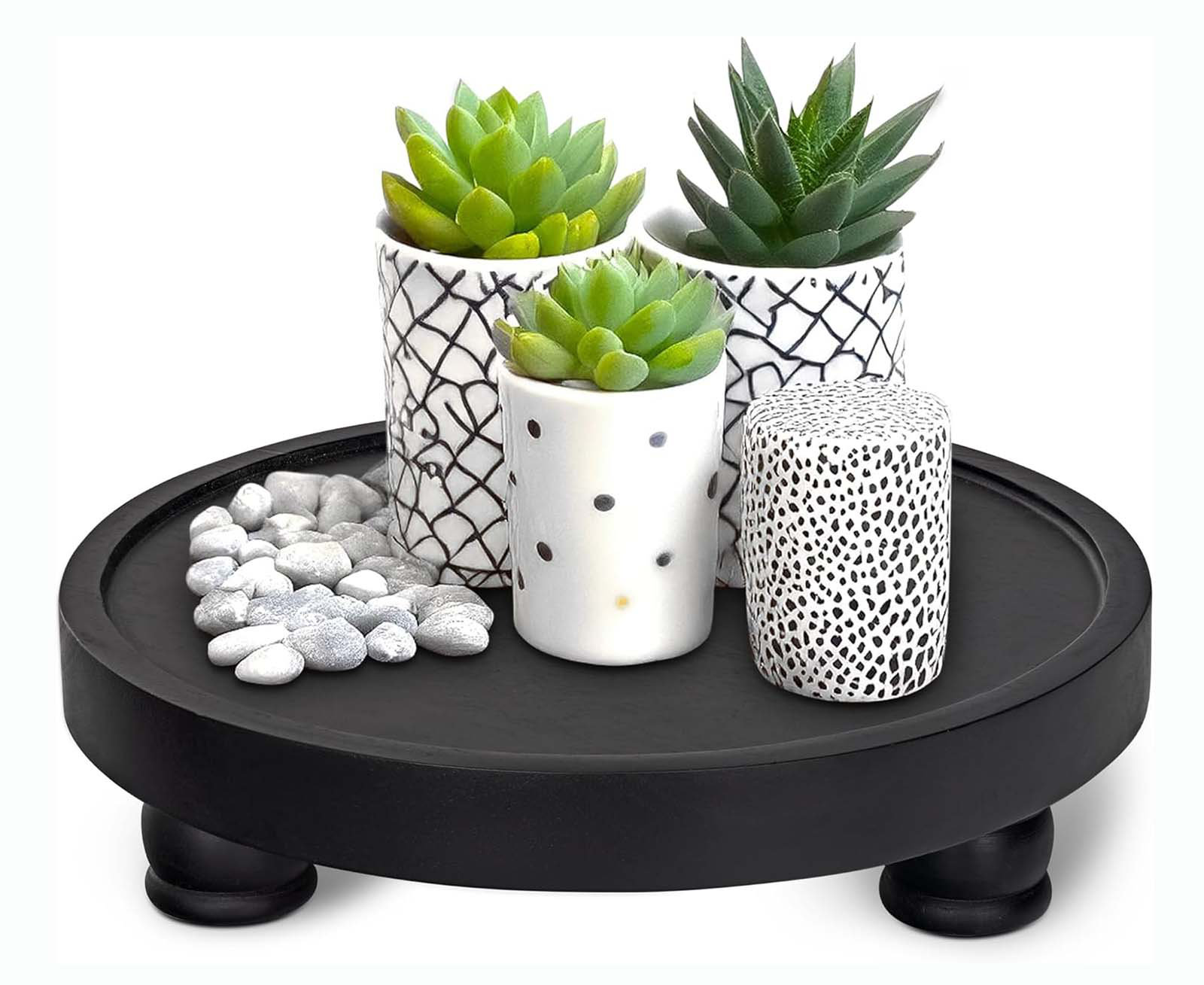 Ophelia & Co. Demigo 10" Acacia Wood Round Tray - Decorative Plant ...