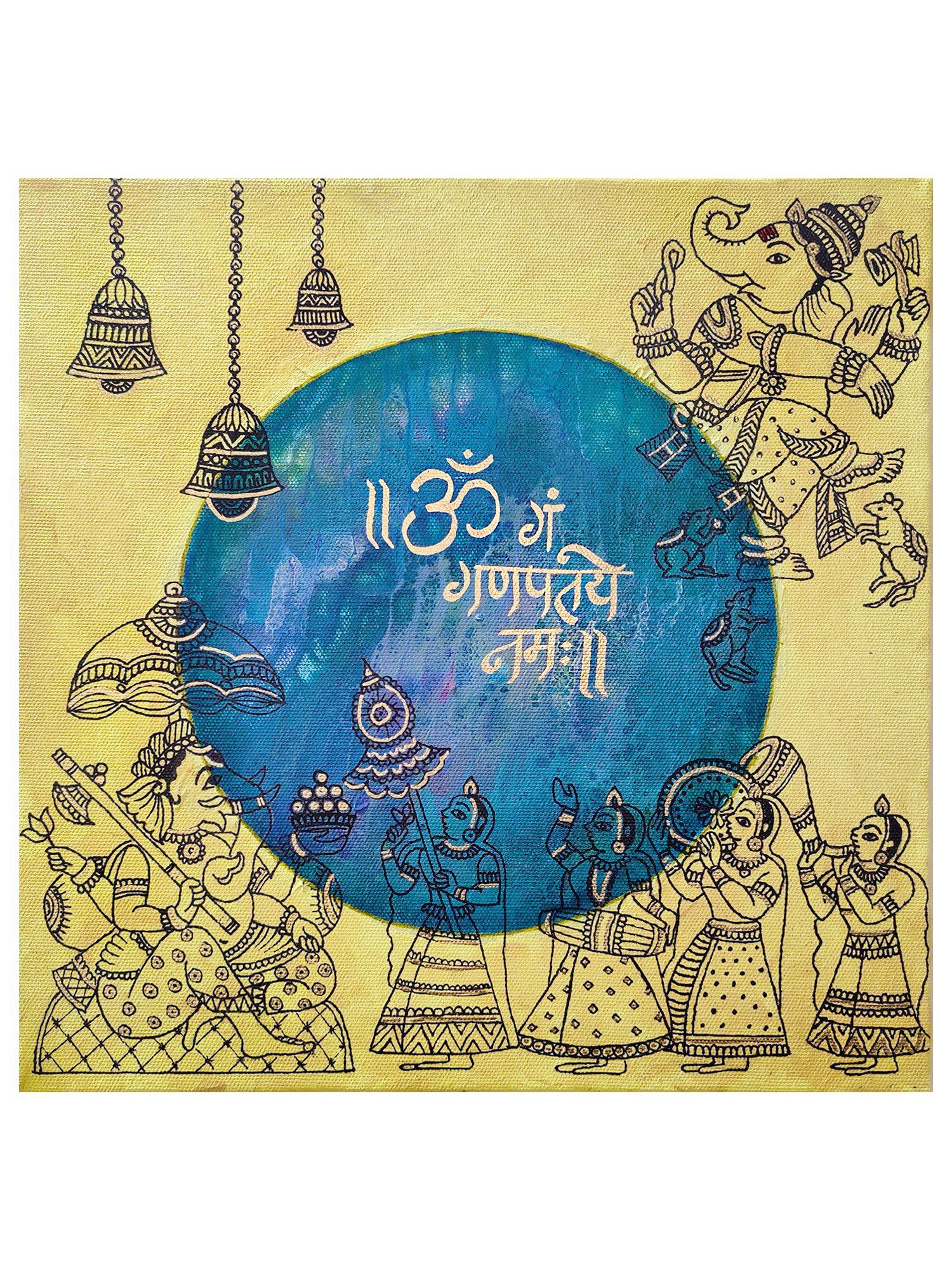 Bungalow Rose Riddhi Siddhi Ganapati Mandala | Acrylic And Ink On ...