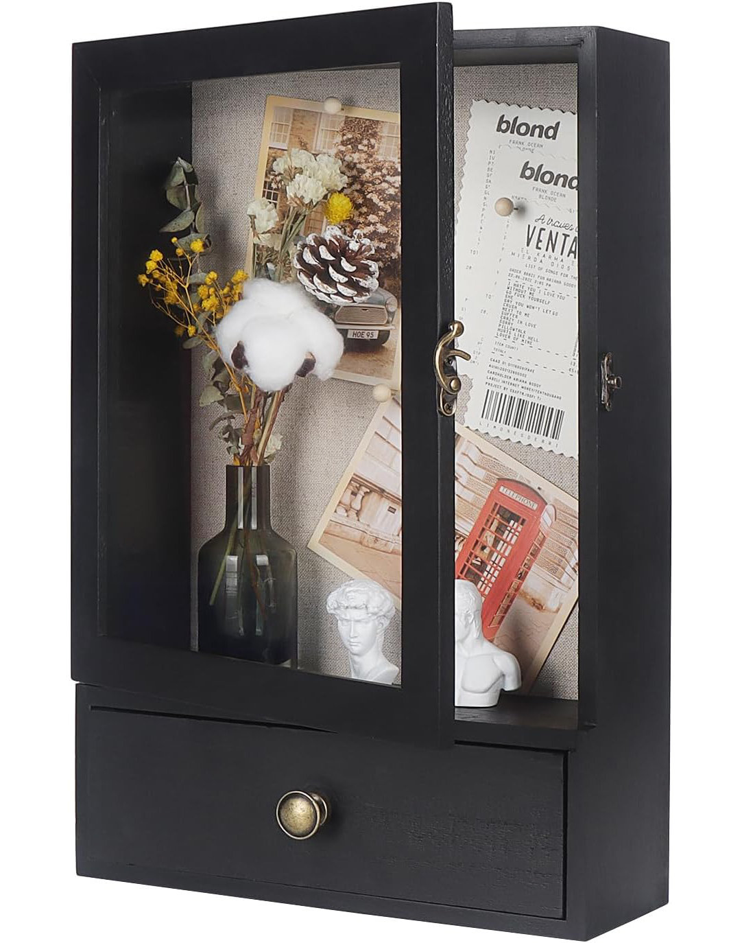 Hokku Designs Brown 3.2” Deep Shadow Box Display Case with Real Glass ...