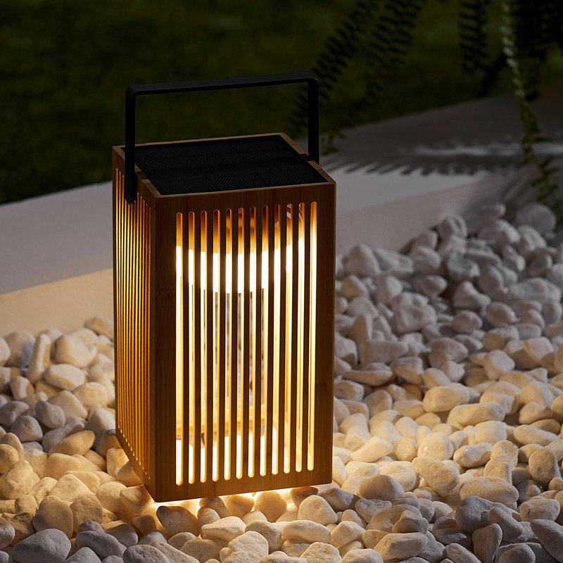 NewGarden 9" Solar Powered Integrated LED Outdoor Lantern Wireless ...