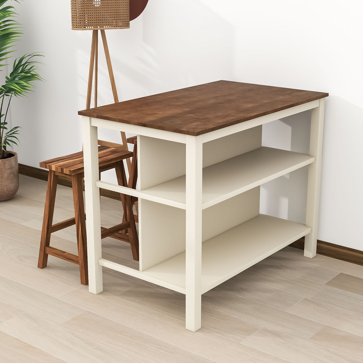 Red Barrel Studio® Rosamae Rubber Wood Butcher Block Dining Table Set ...