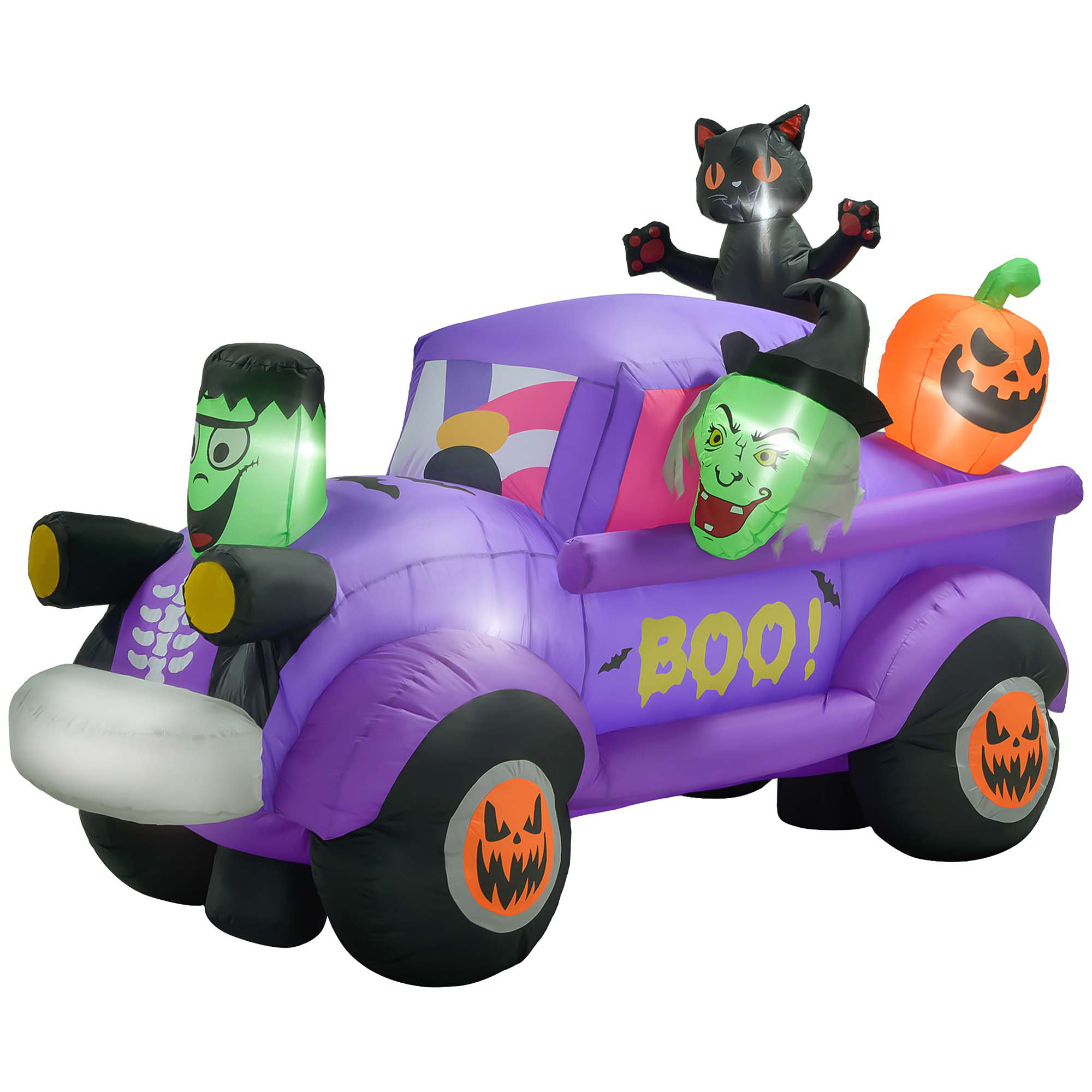 Darby Home Co 5Ft Witch Driving Halloween Inflatable Truck, Blow Up ...