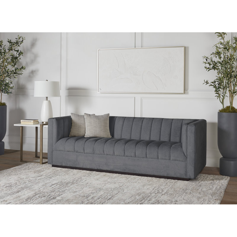 Everly Quinn Lavish Upholstered Channel Sofa | Wayfair
