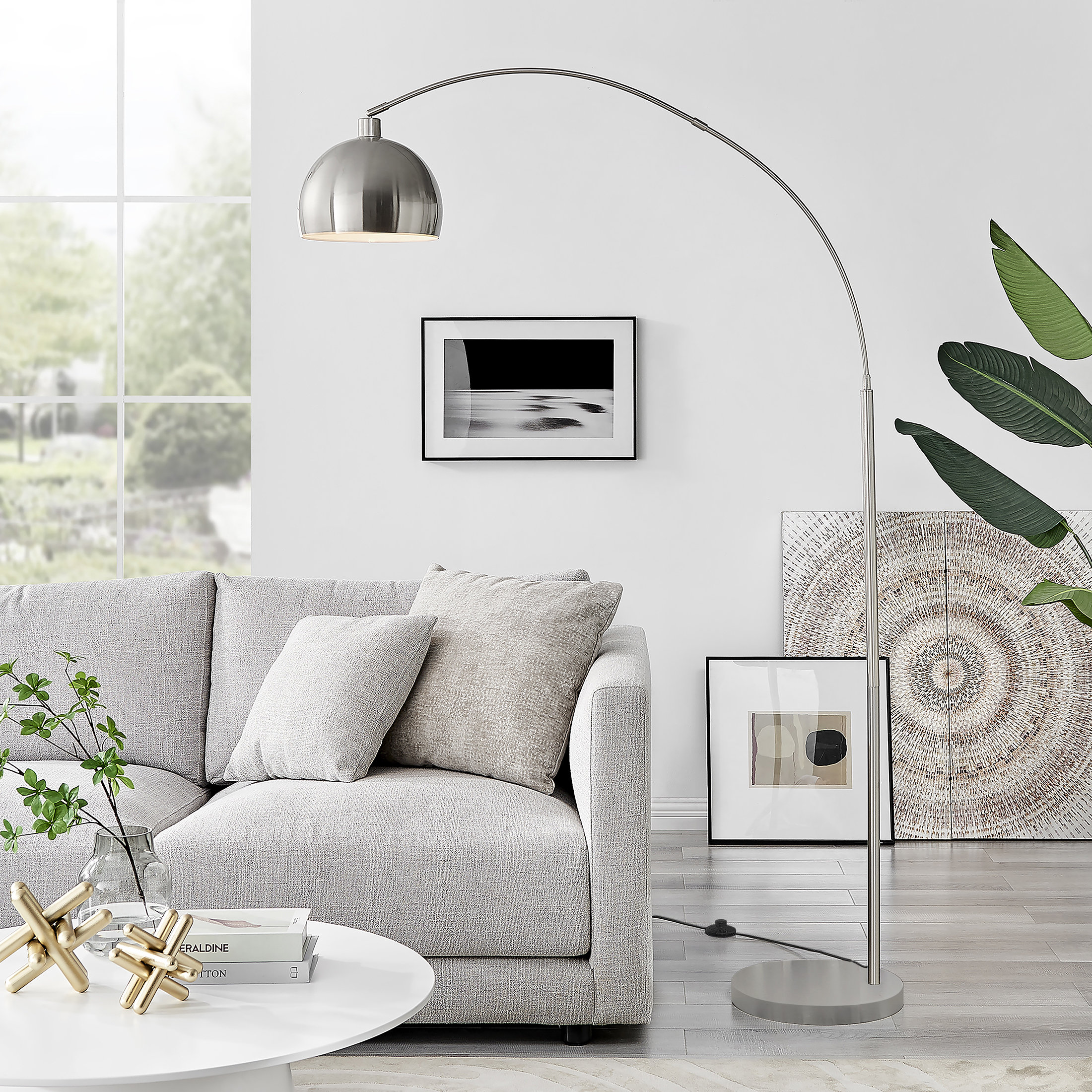 East Urban Home Holton Mid Century Style Metal Arc Floor Standard Lamp ...