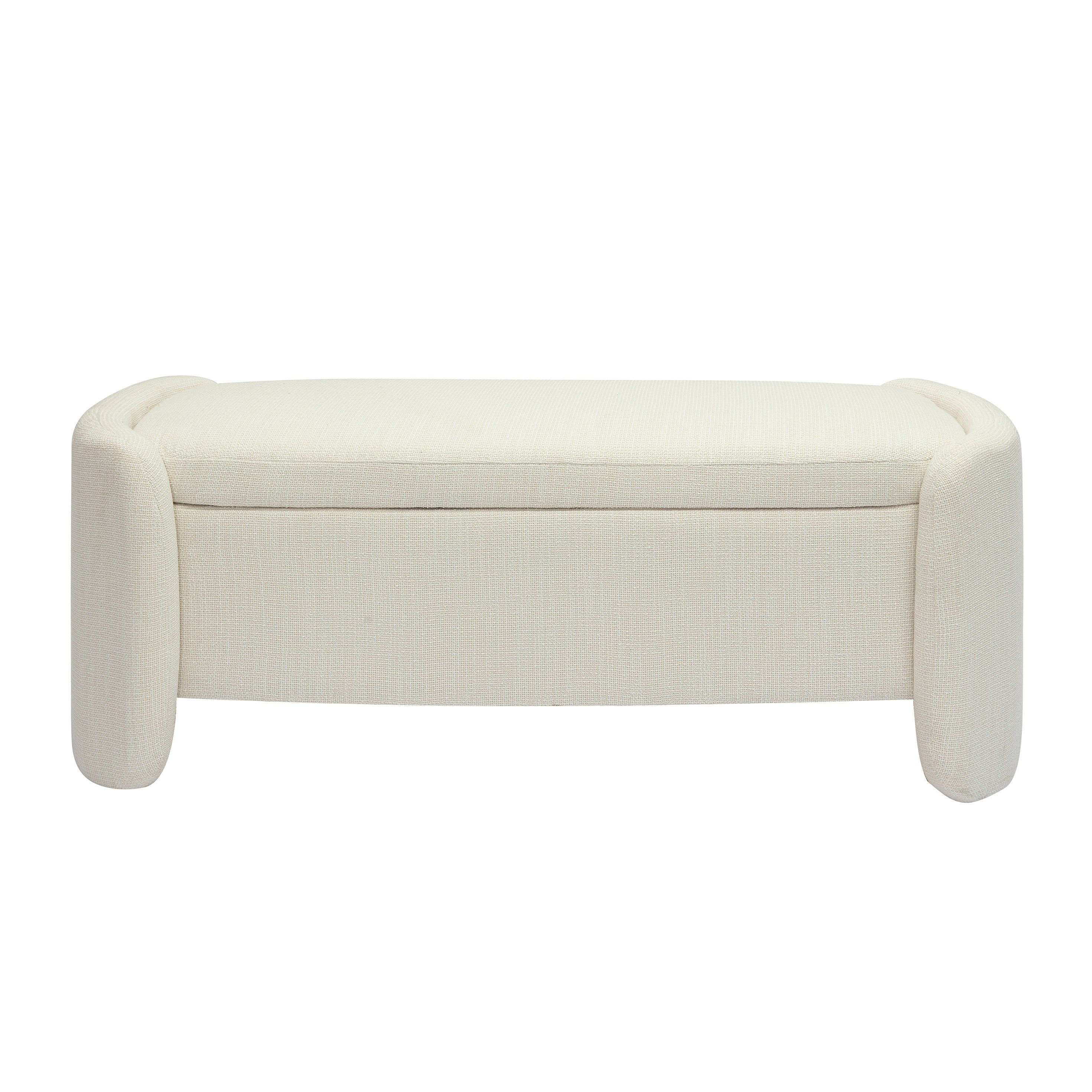 VIG Furniture Erin - Modern Cream Fabric Storage Ottoman Bench ...