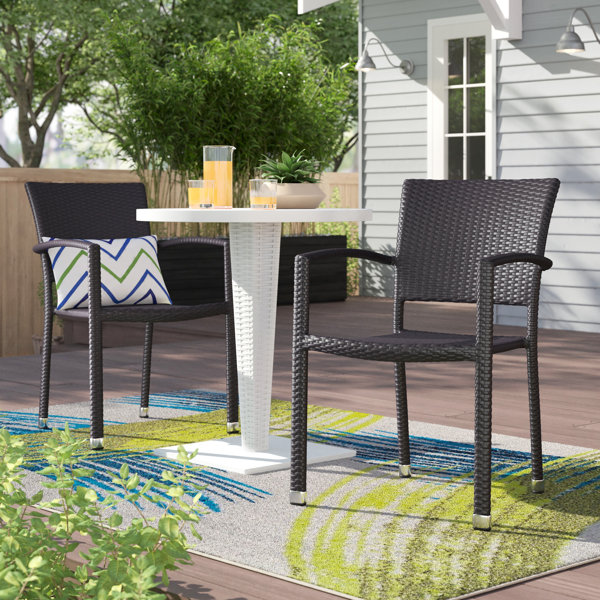 Wade Logan® Brade PVC Wicker Wicker Outdoor Stacking Dining Armchair ...