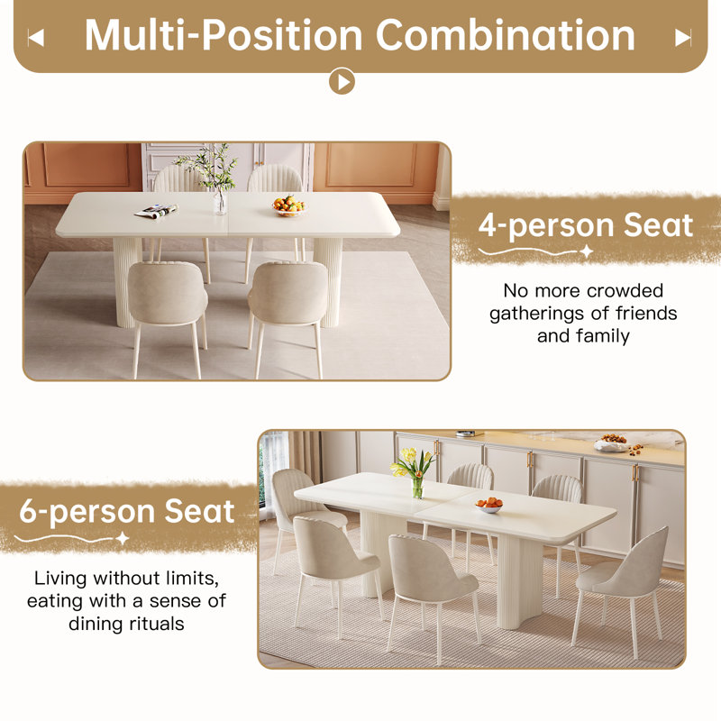 George Oliver White Dining Table Set Modern Rectangular Kitchen Table ...