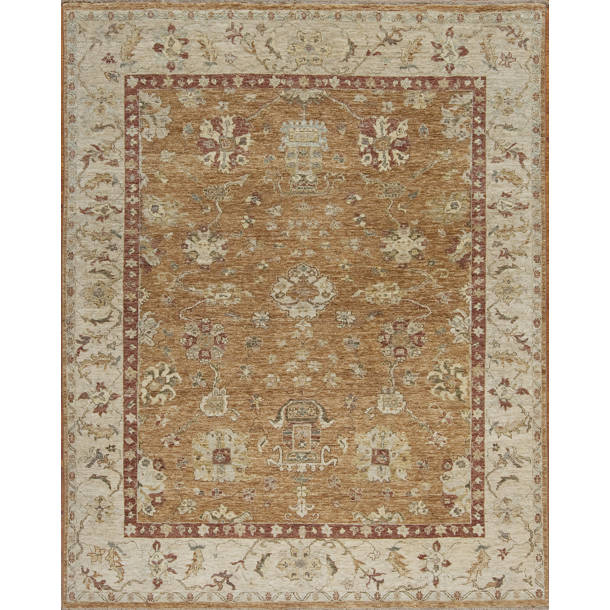 Samad Rugs Essence Oriental Hand-Knotted Wool Teak/Fern Area Rug | Wayfair