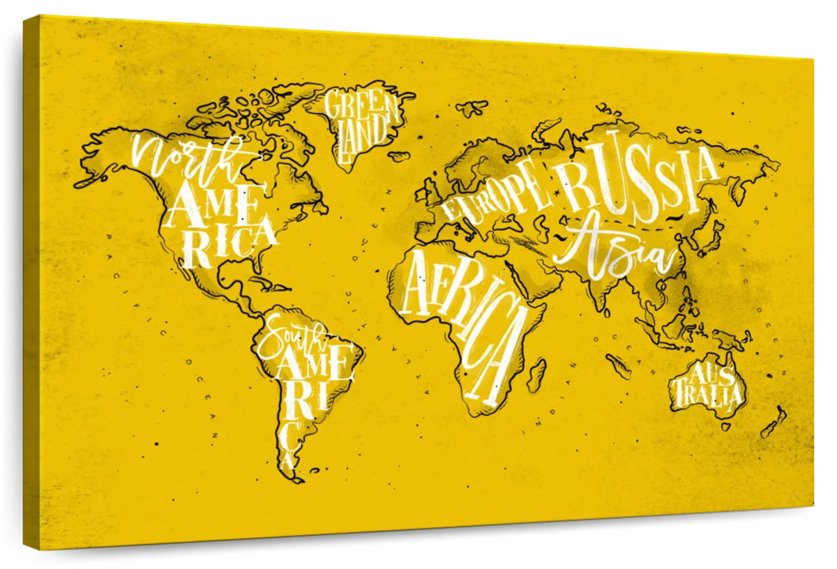 Elephant Stock Yellow Typography World Map | Wayfair