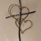 Winston Porter Metal Sticks Cross with Double Copper Heart Accent ...