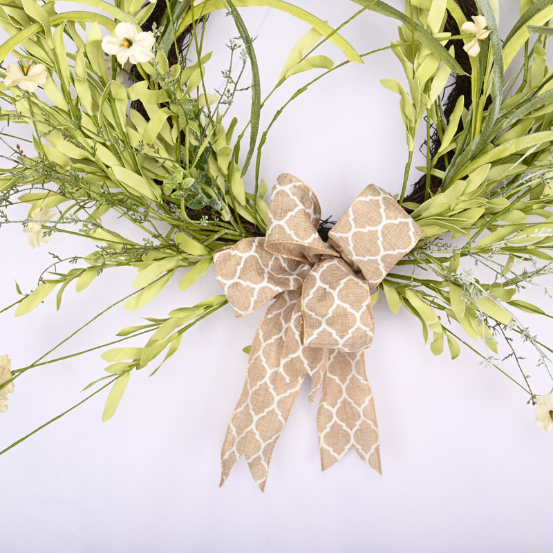 Primrue 26" Spring Summer Front Door Wreath with Daisy Blossoms Cluster ...