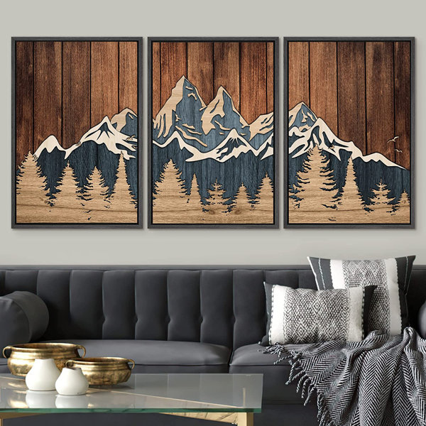IDEA4WALL Western Wood Effect Landscape Mountain Forest Nature - 3 ...
