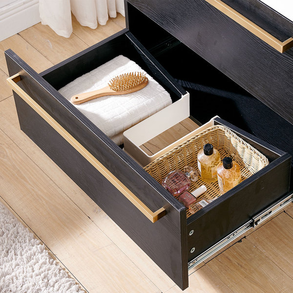 Mercer41 Gergory 30" W Wall-Mounted Black Modern Single Bathroom Vanity ...