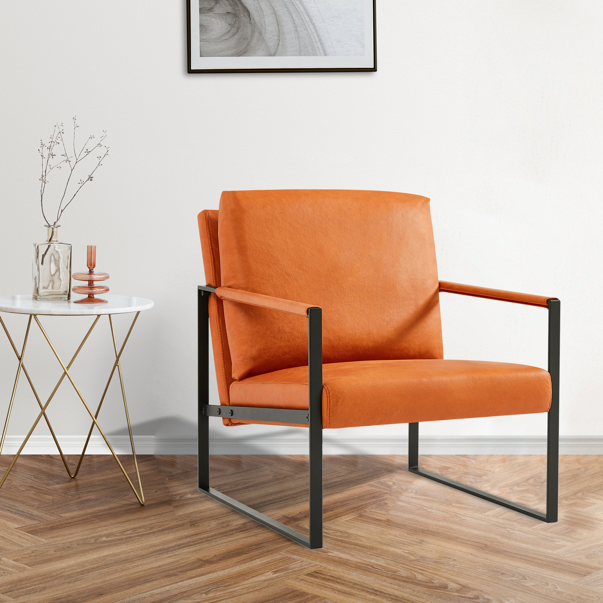 Inbox Zero 29" W Rivet Waiting Room Chair with Metal Frame | Wayfair