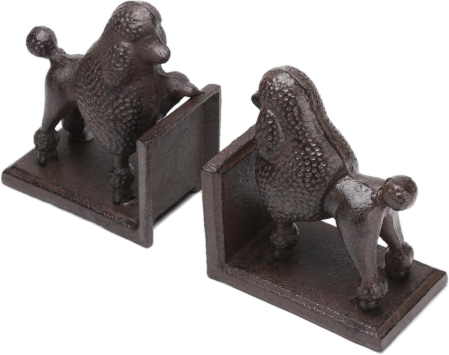 MEBROT 2 PCS Cast Iron Poodle Bookend, Lively Nostalgic Styling ...