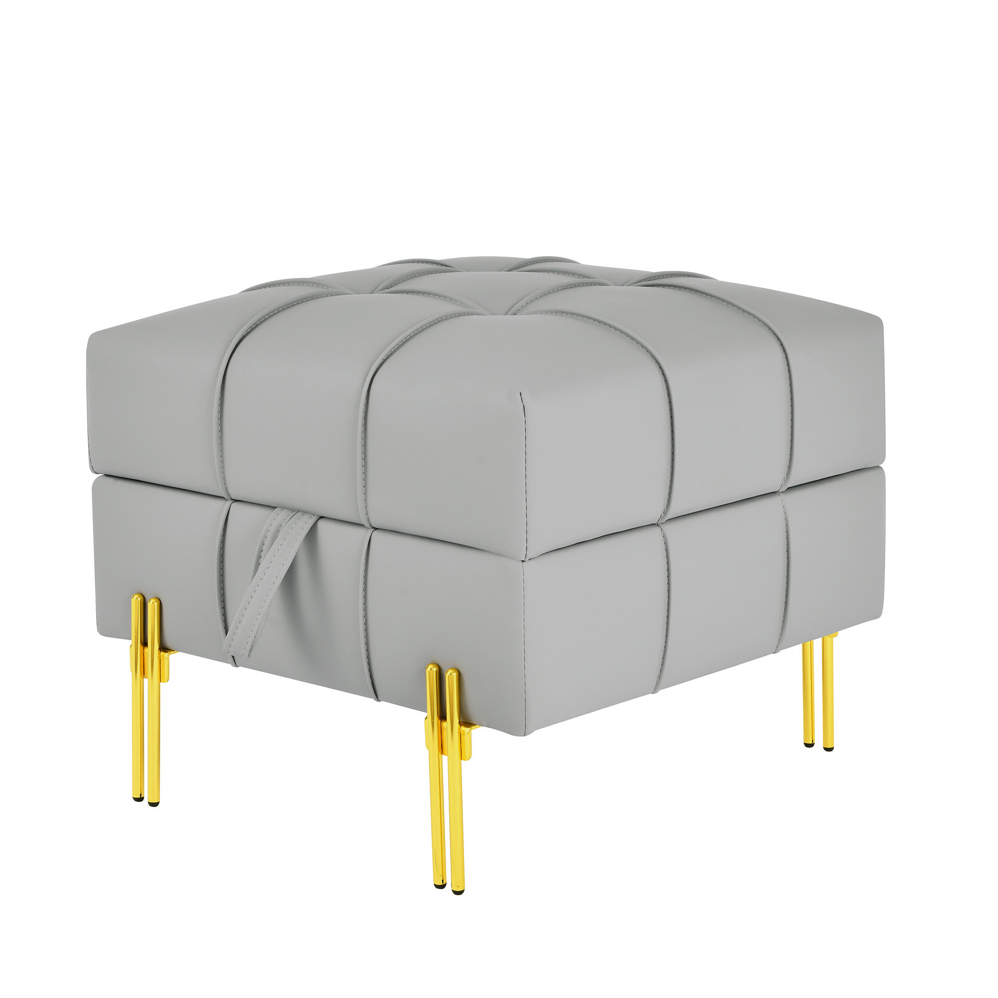 Everly Quinn Luxurious Anti-Scratch Leather Ottoman With Spacious ...