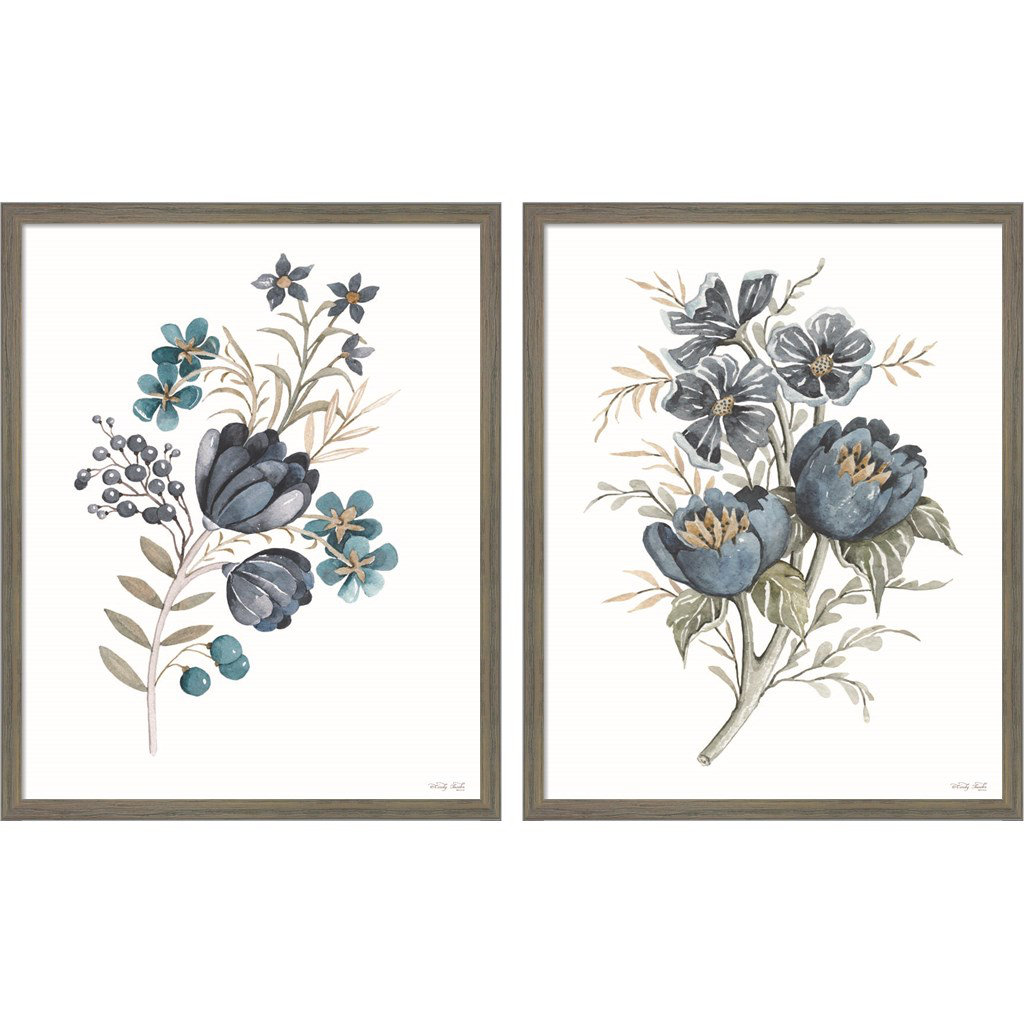 Winston Porter Blue Botanical Mums & Peonies By Cindy Jacobs, Framed ...