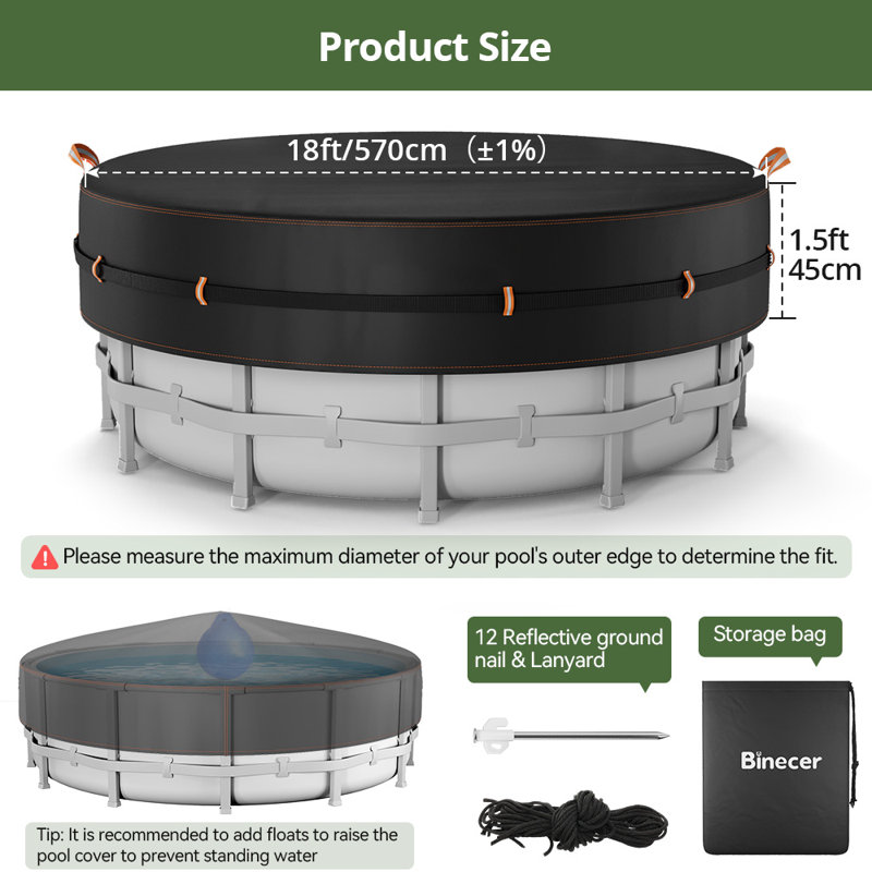 KingSo Round Pool Cover for Above Ground Frame Pools (Cover Only) | Wayfair