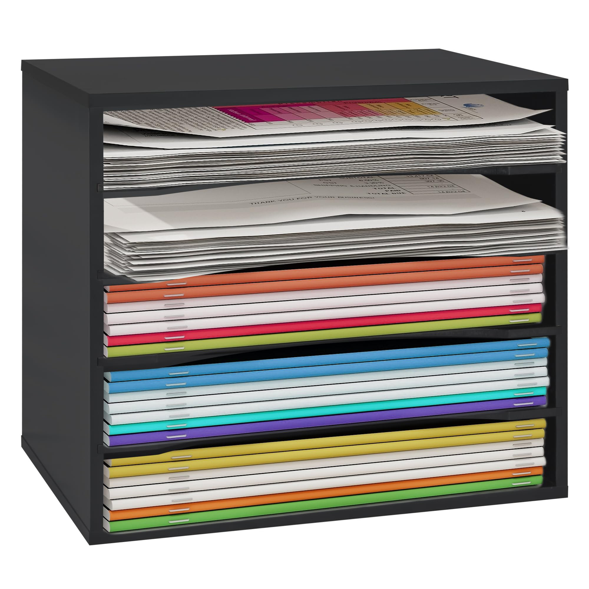 Latitude Run® Emerit Wood Desktop Organizer Paper Storage Letter Tray ...