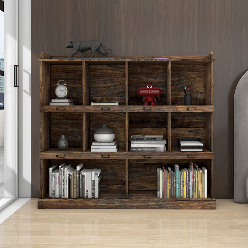 Latitude Run® Geriah Bookcase with 10 Compartments, Display Bookshelf ...