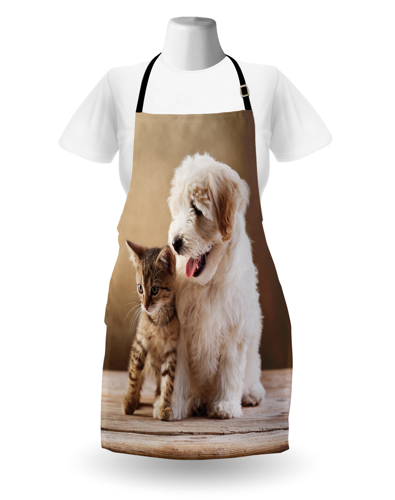 East Urban Home Animal Apron Unisex, Kitten and Dog Friends, Adult Size ...