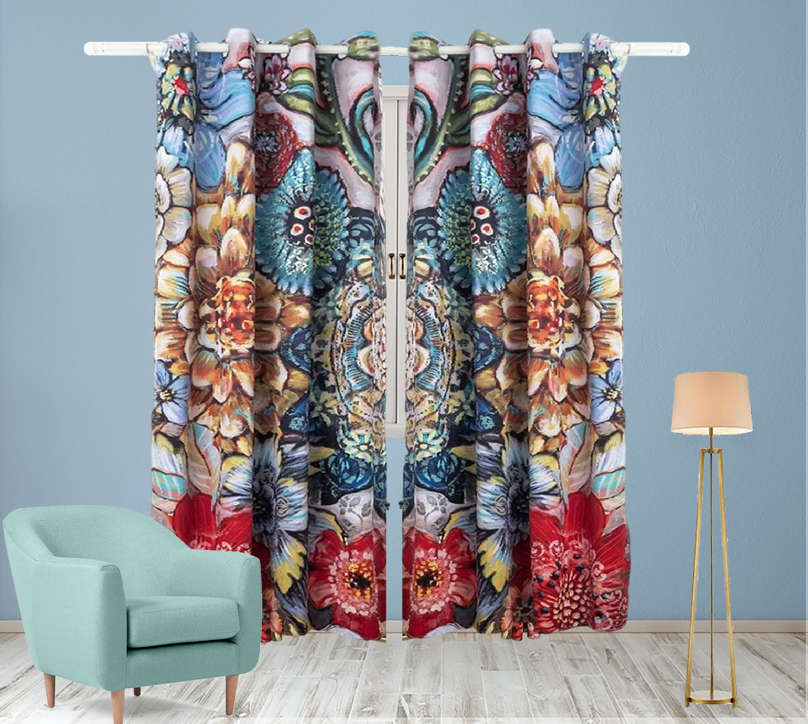 Frifoho Floral Curtains Blackout Vintage Window Panels Ro Microfiber ...