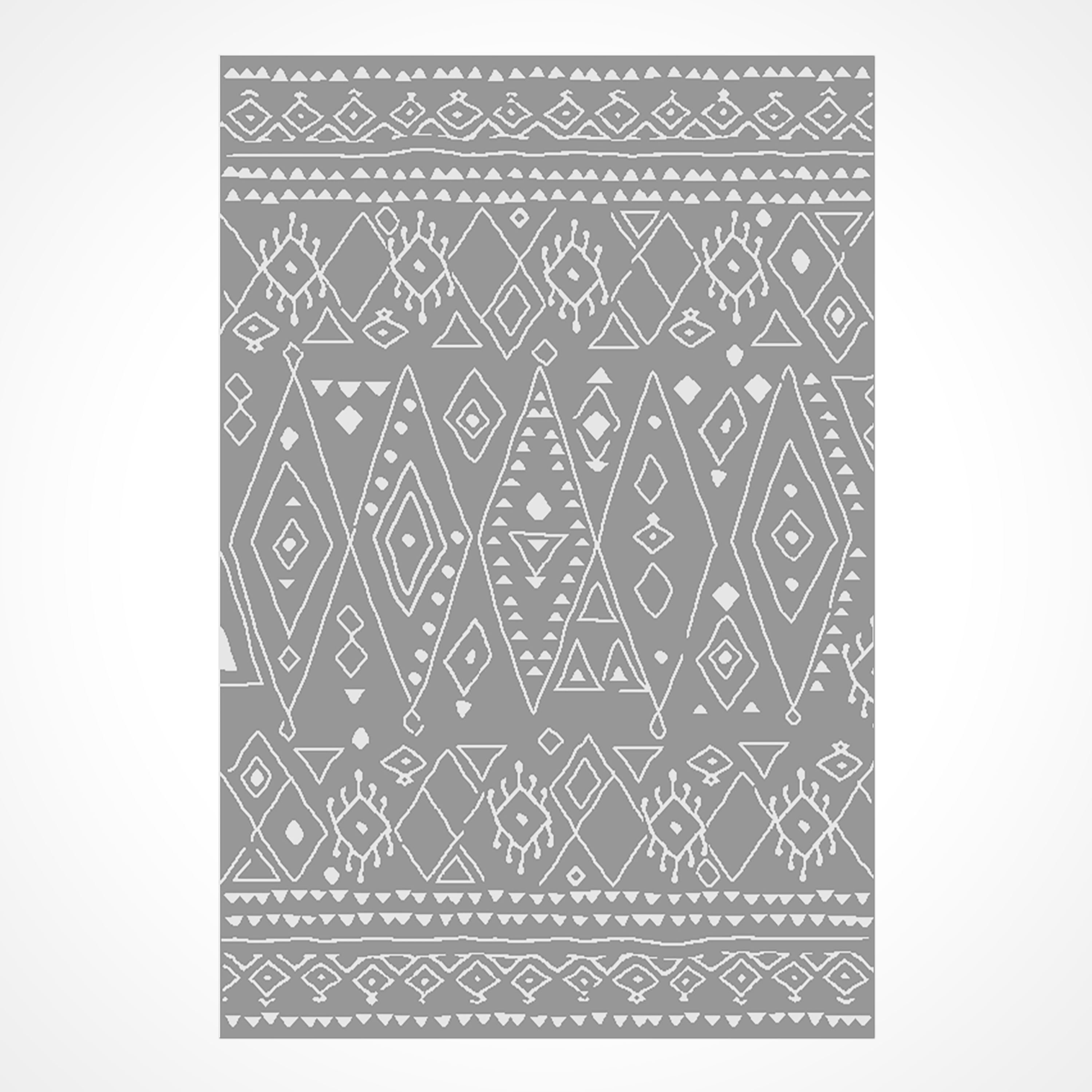 Lofy Quicksilver Gray Geometric Polyester Machine Made Area Rug | Wayfair