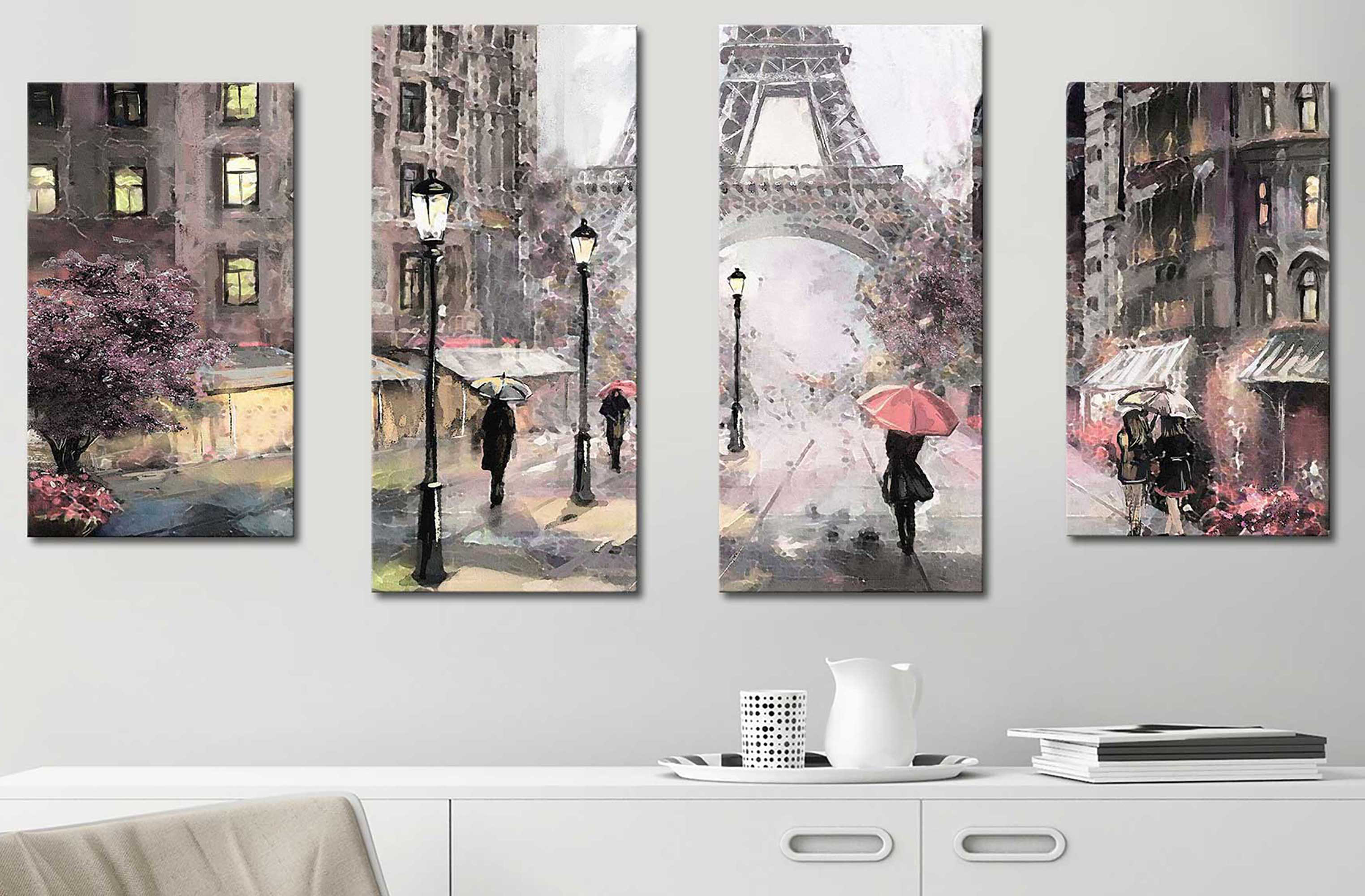 Red Barrel Studio® Paris Streets II - 4 Piece Wrapped Canvas Print Set ...
