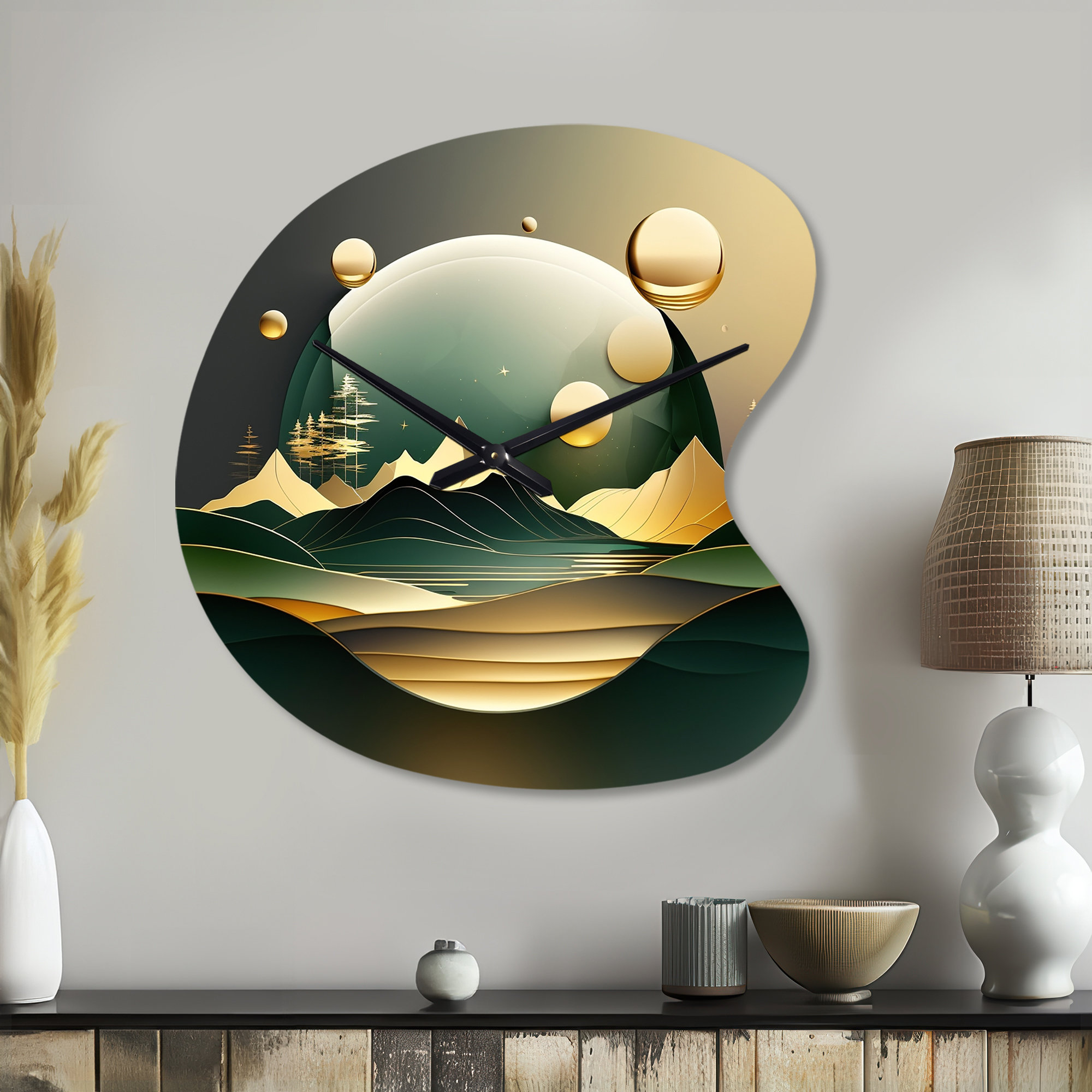 Design Art Dreamy Golden Mountain III - Drop Shape Unique Abstract ...