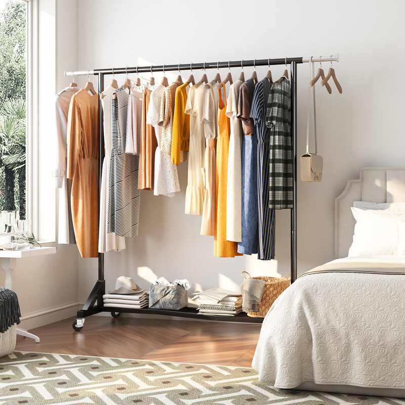 Rebrilliant Masen Metal Garment Rack Freestanding Clothes Hanging Rack ...