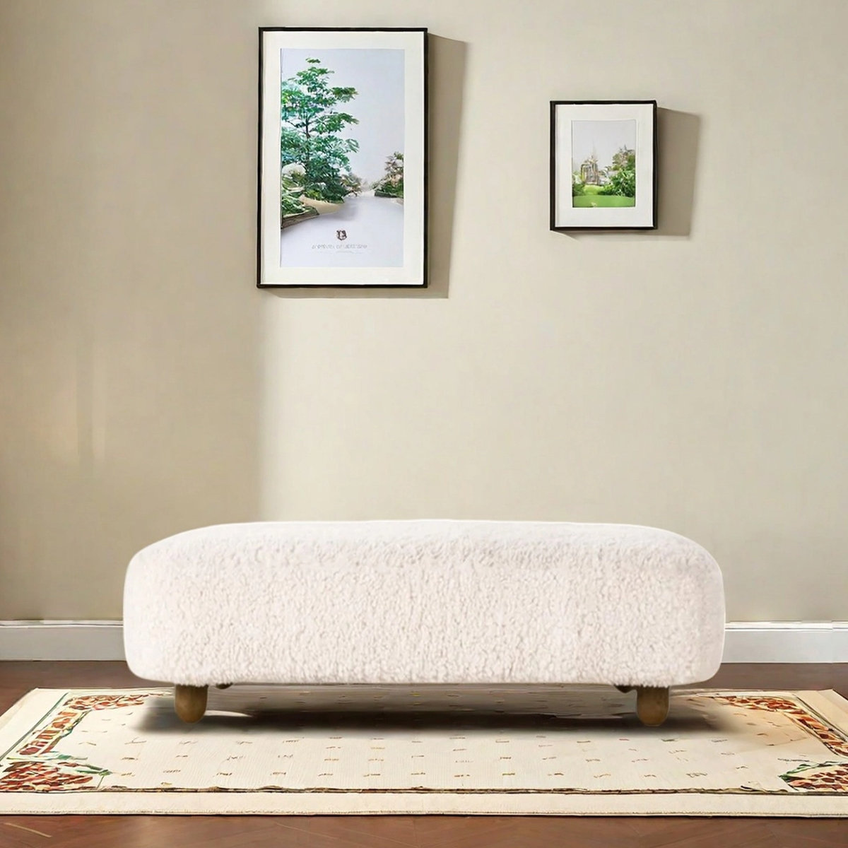 Hokku Designs Long bench sheepskin reception bench | Wayfair