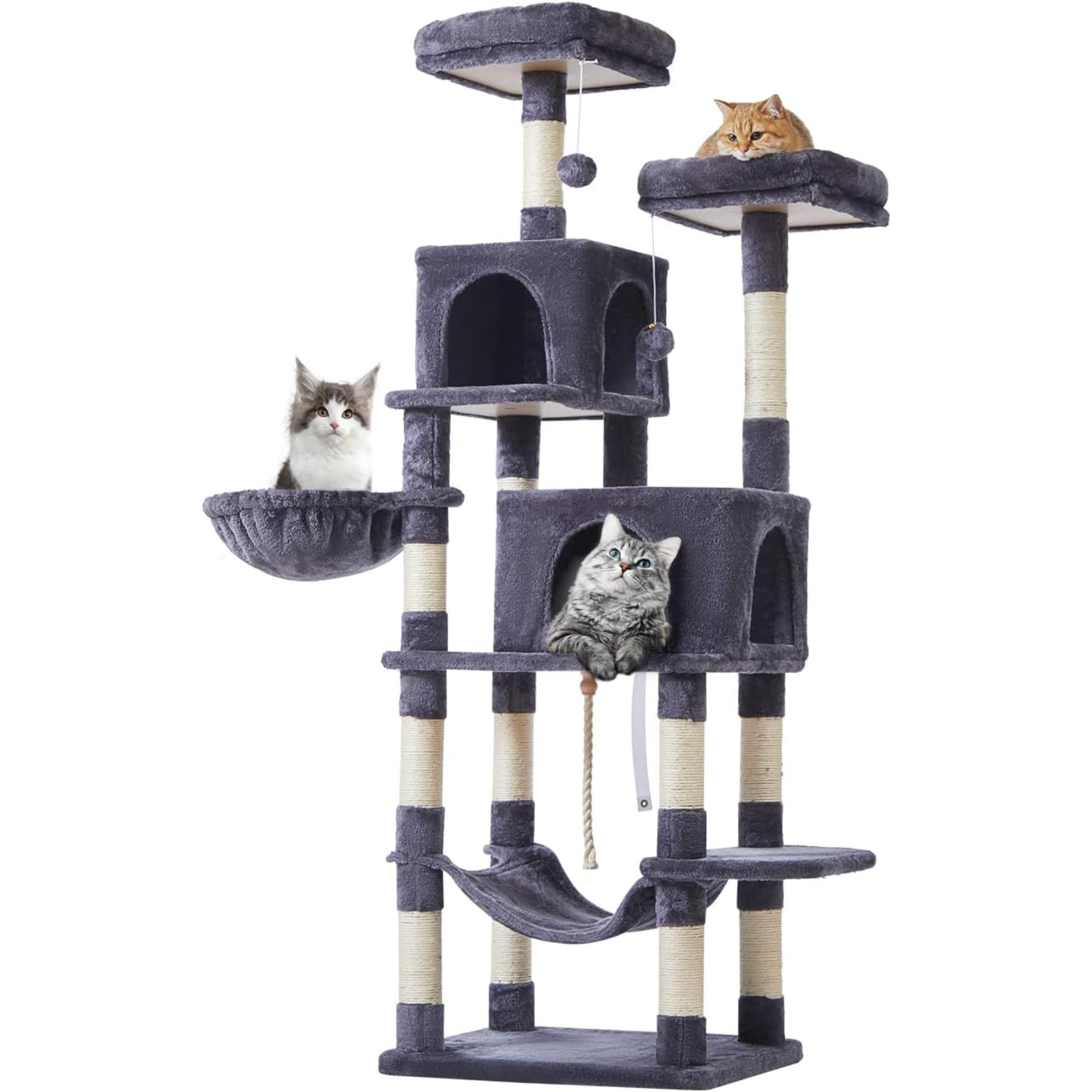 Hokku Designs Cat Tree, 66.2-Inch Cat Tower For Indoor Cats, Plush ...