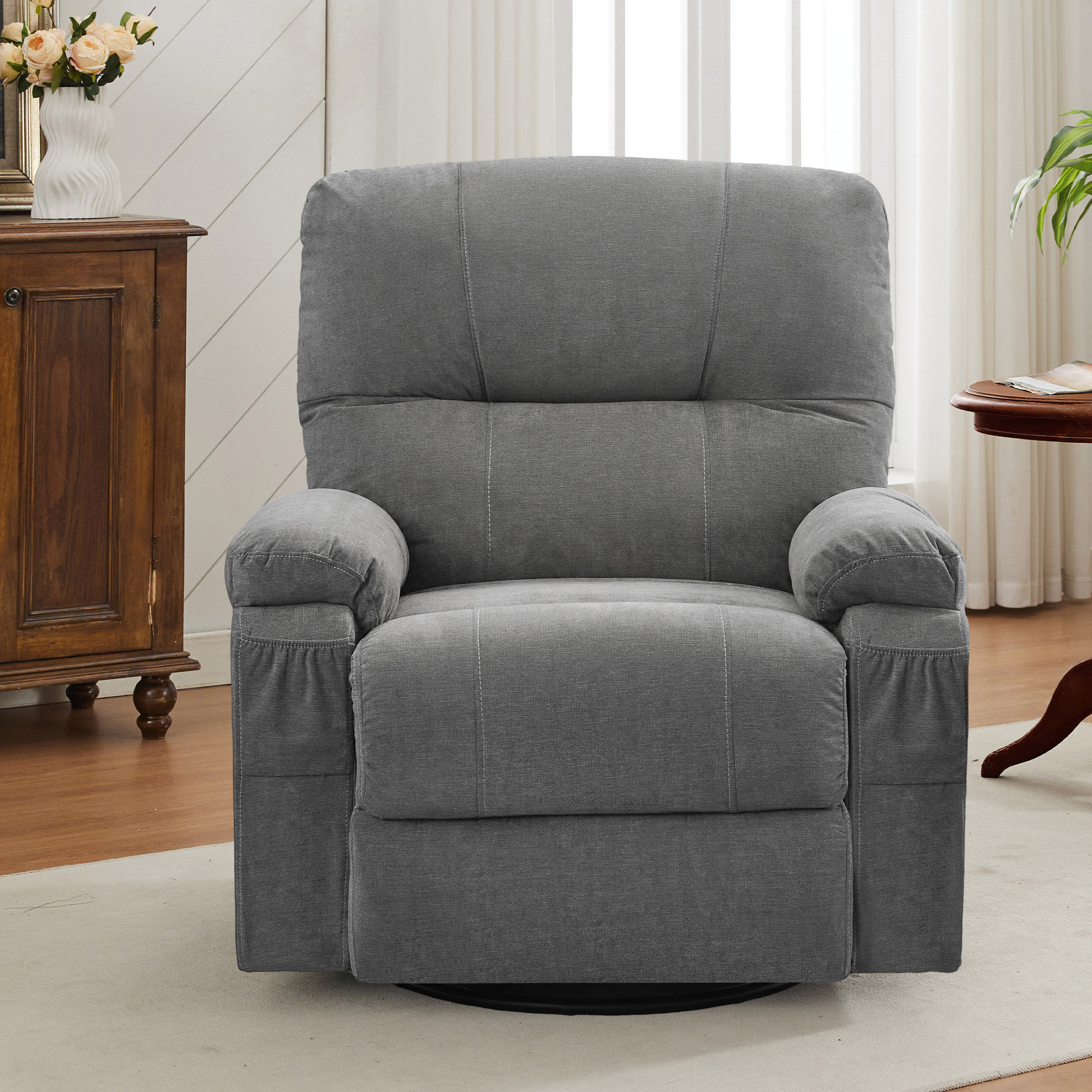 Latitude Run® Recliner Chair,360 Degree Rotating Swing Single Sofa ...