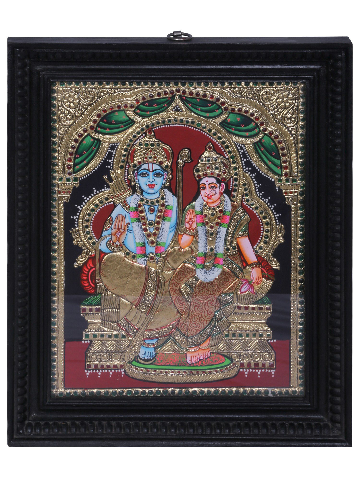 Exotic India Shri Rama With Devi Sita | Tanjore Painting With Teakwood ...