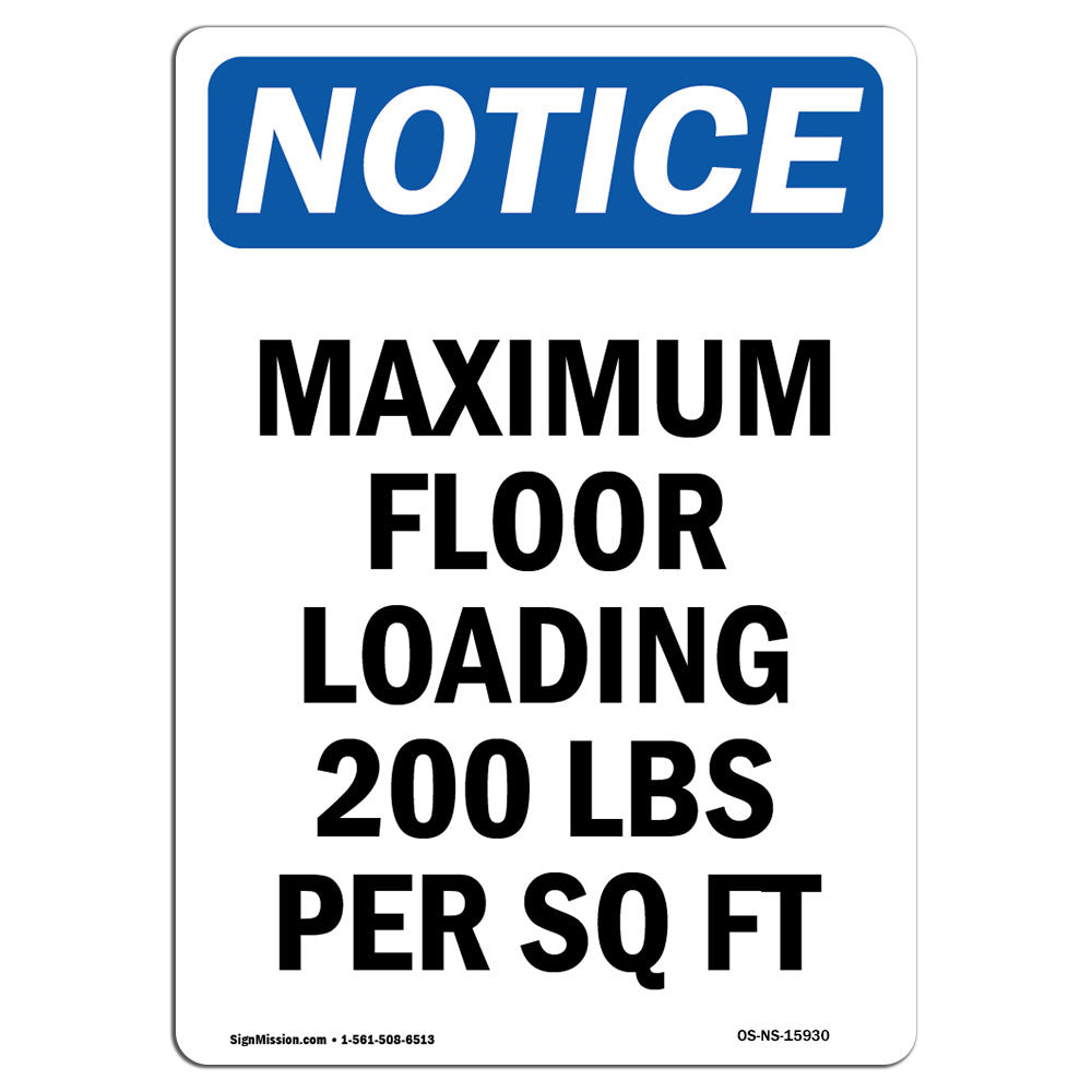SignMission Osha Notice Maximum Floor Loading Sign | Wayfair