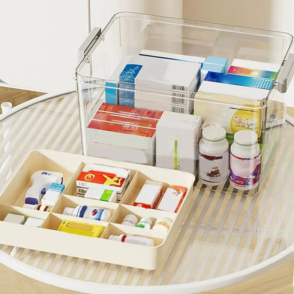 Rebrilliant Multi-Compartment Medicine Storage Box Family First Aid Box ...