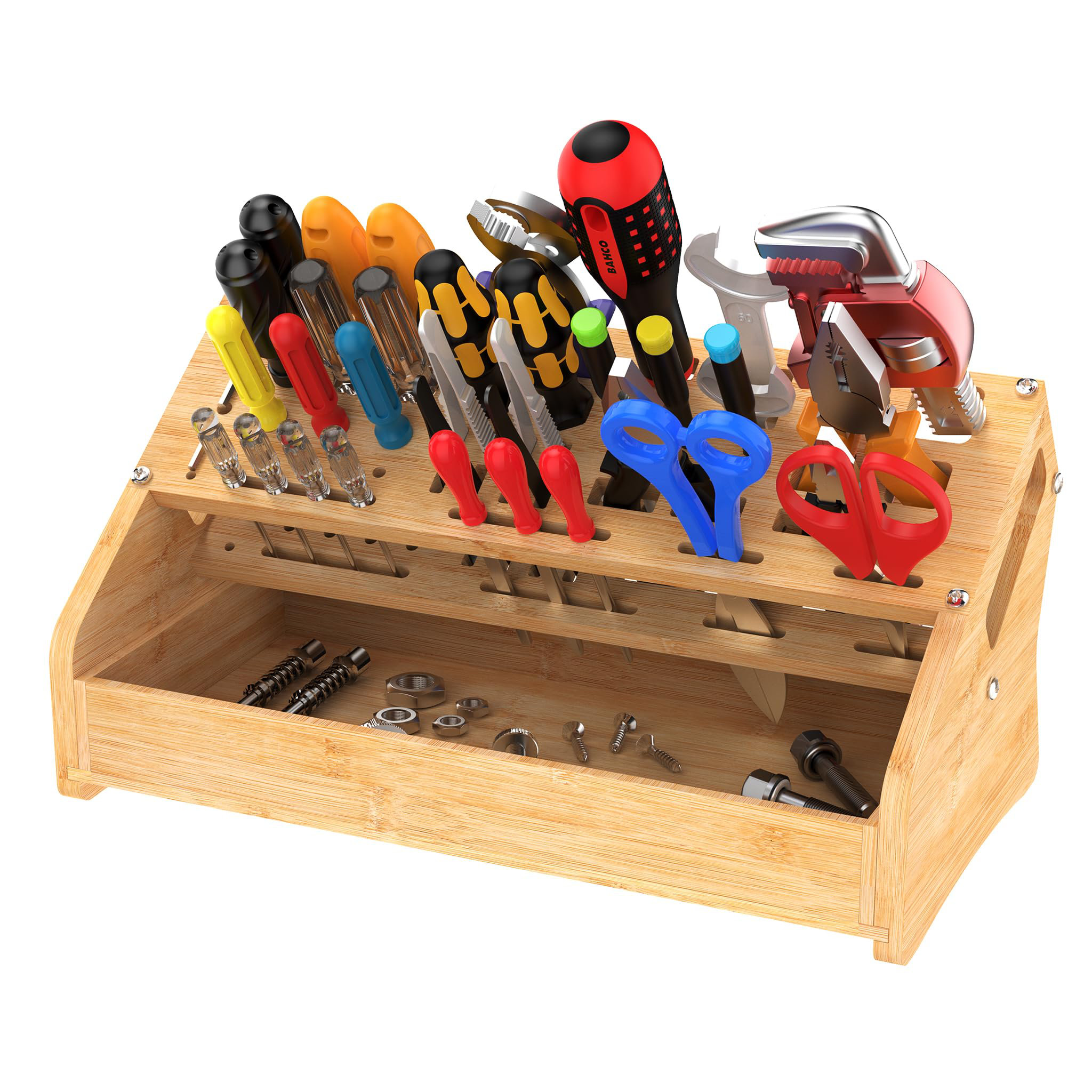 17 Stories Bamboo Screwdriver Tool Storage Organizer Rack, Workbench ...