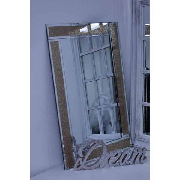 Fairmont Park Black Glitter Glass Wall Mirror | Wayfair.co.uk