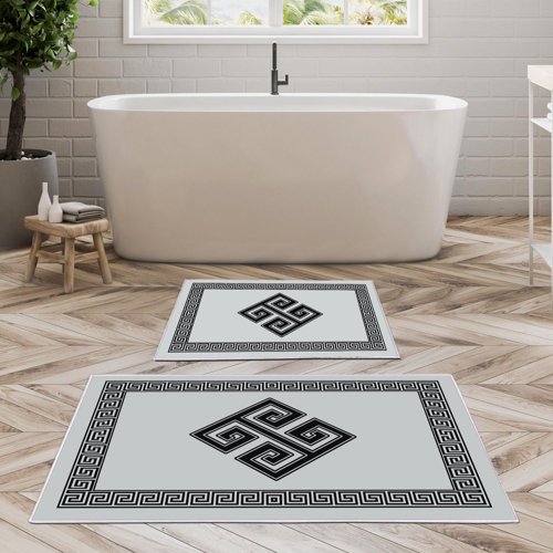 Geometric Bath Rugs & Mats You'll Love | Wayfair