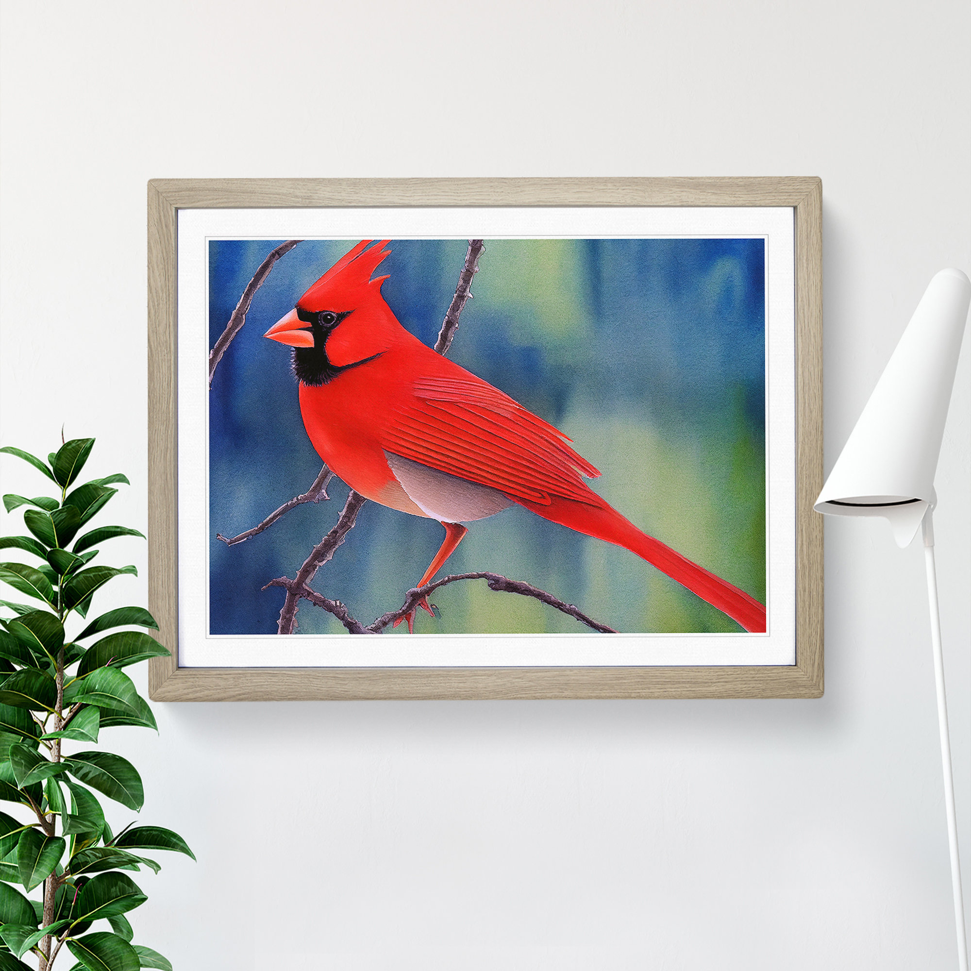 ClassicLiving Watercolour Cardinal Bird Vol.1 - Picture Frame Painting ...