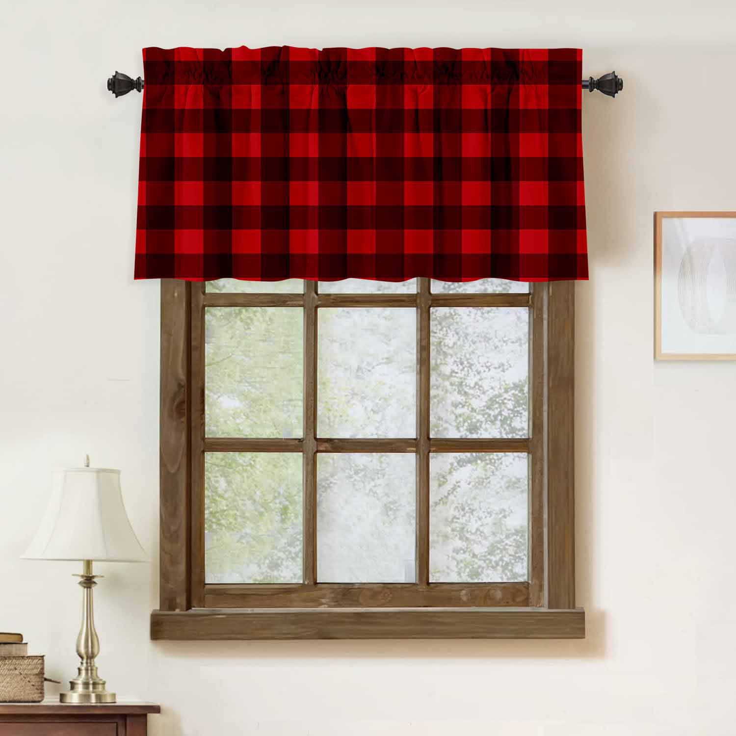 Ophelia & Co. Black 52"W with Squares Red Lumberjack for Buffalo Window ...