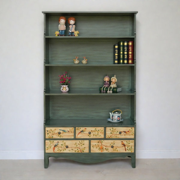 NICECABINET Simple Green Painted Solid Wood Bookcase | Wayfair