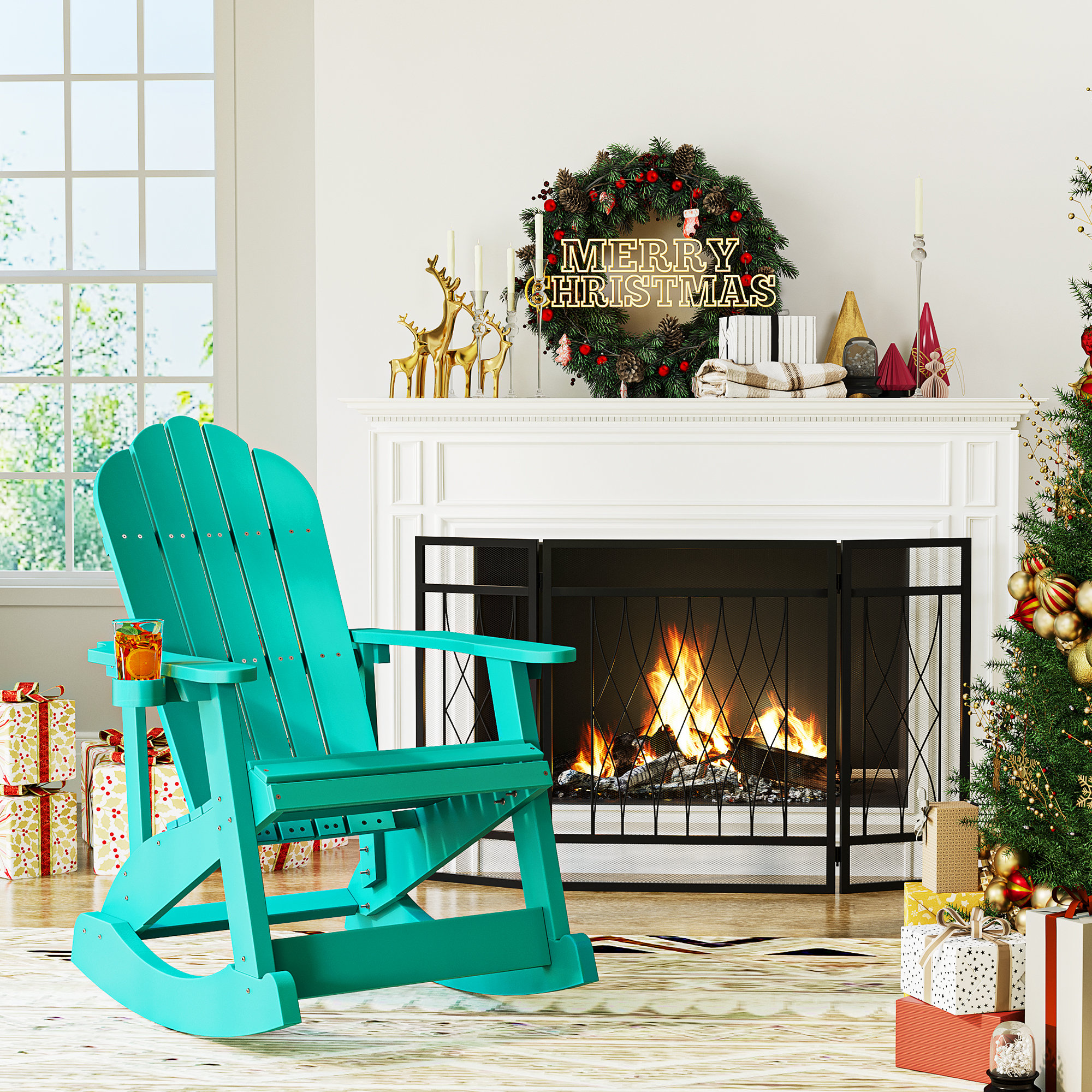 Highland Dunes Nerbone Plastic Rocking Adirondack Chair | Wayfair