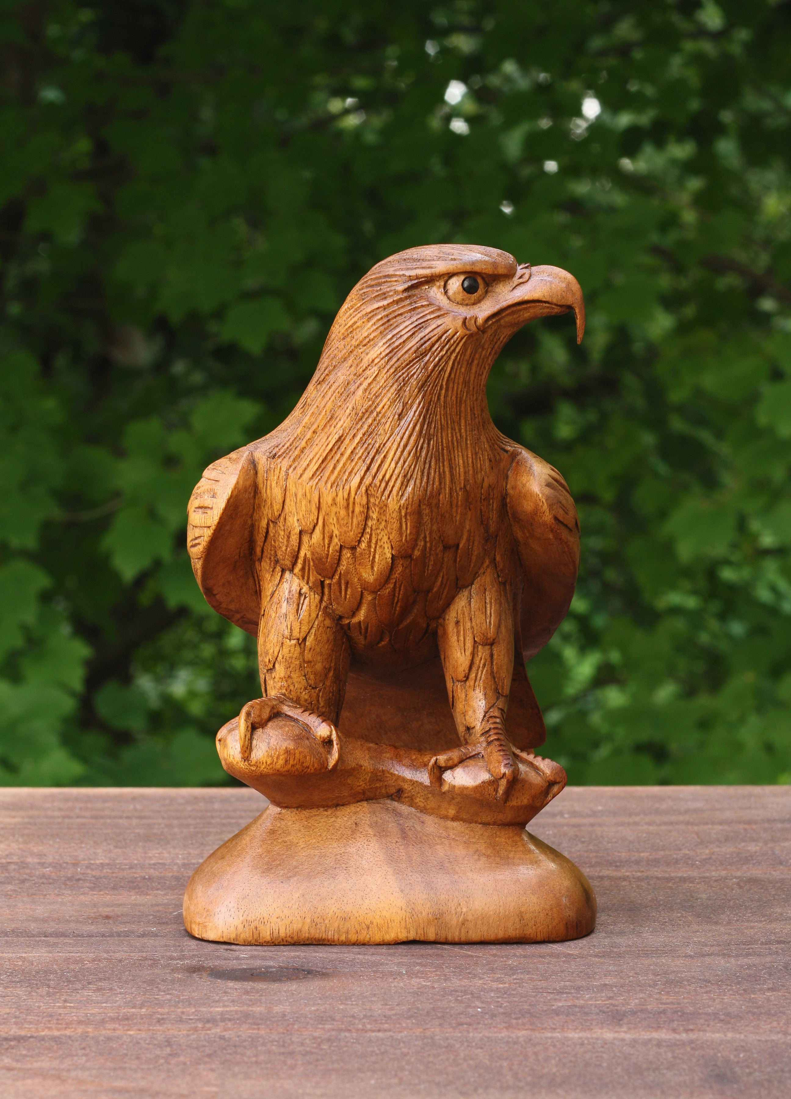 Loon Peak® 8" Wooden Handmade American Eagle Statue Handcrafted ...