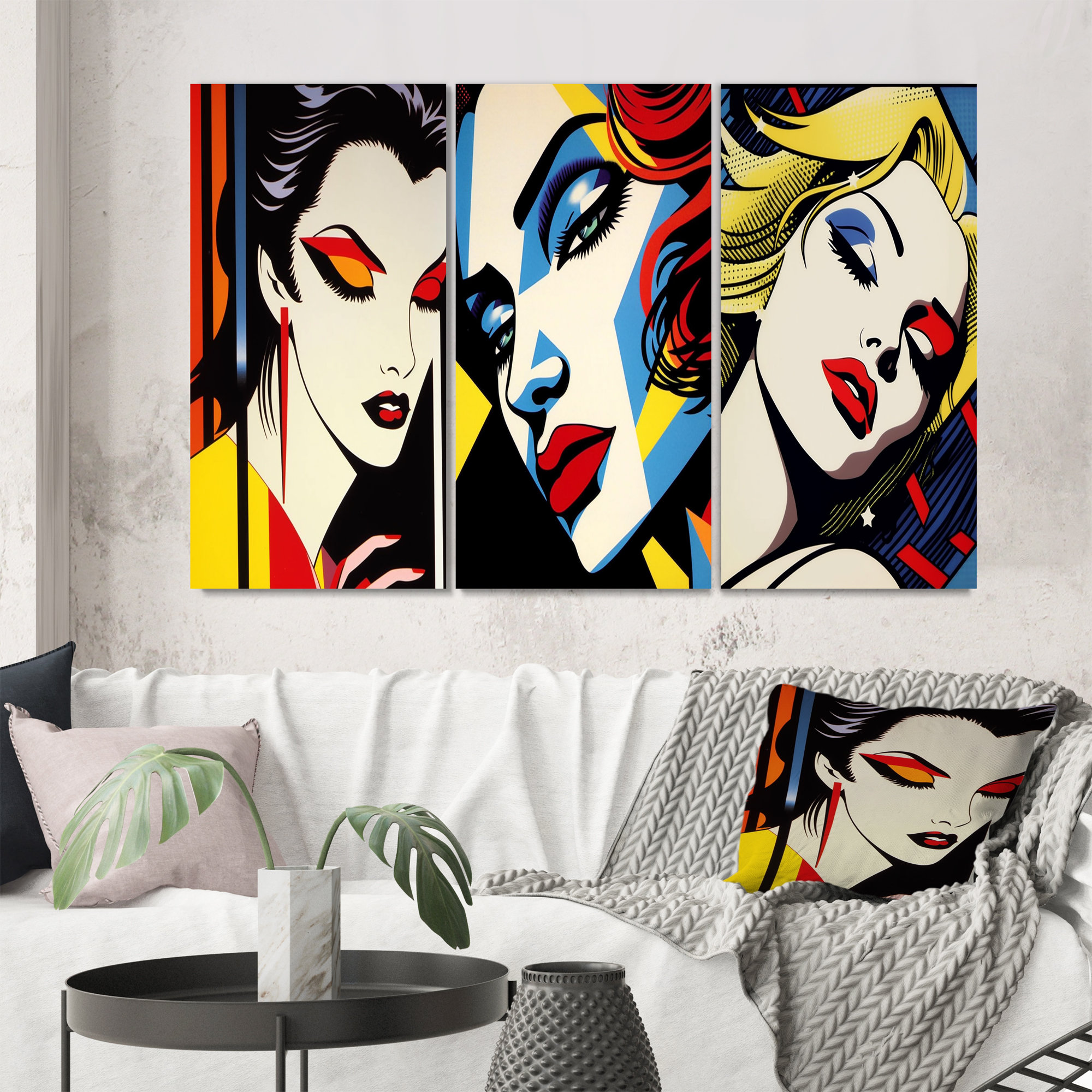 Mercer41 Retro Woman Portrait Pop Art II - Woman Pop Art Art Set Of 3 ...