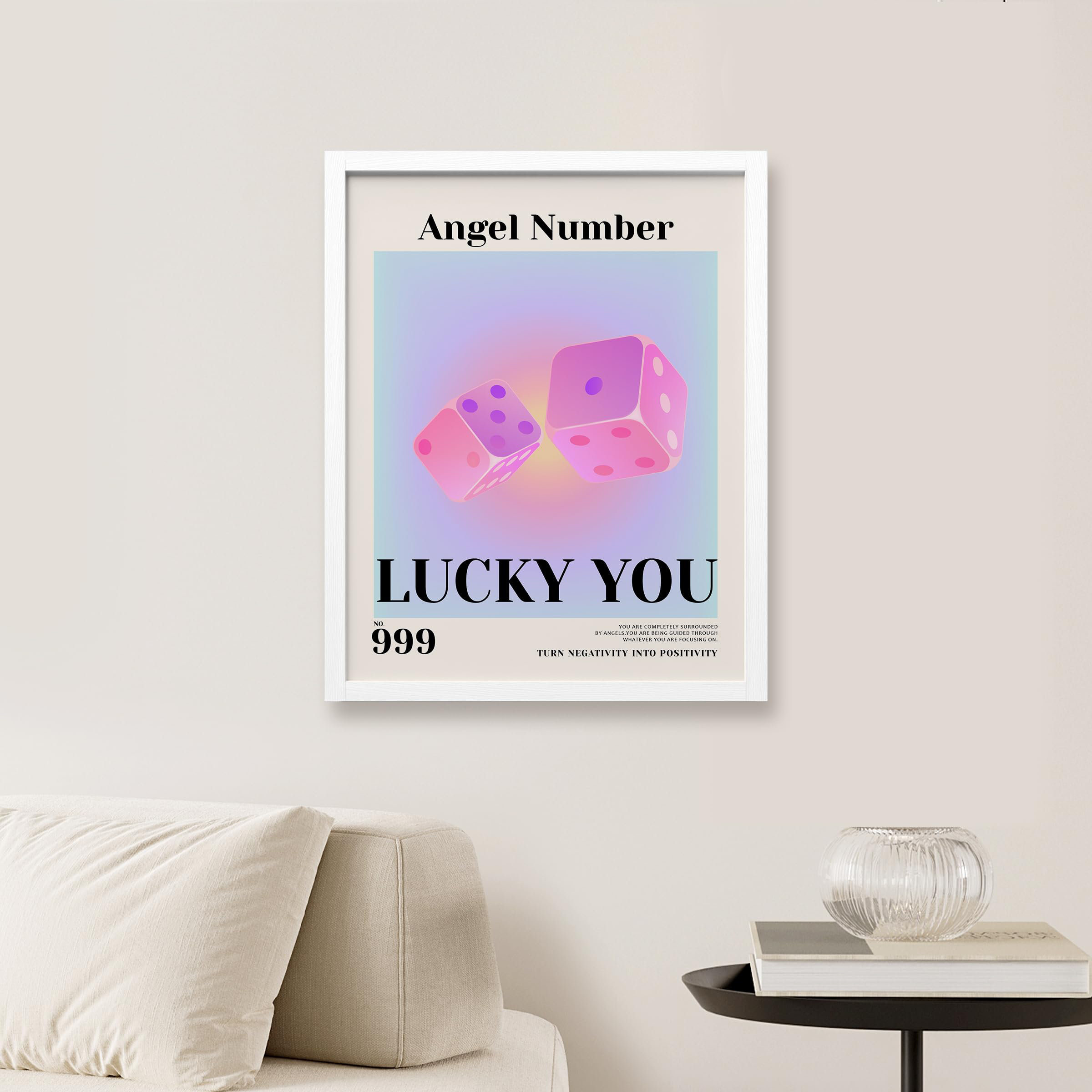 SIGNLEADER " Angel Number Luck You 999 Girl's Bedroom Inspirational Art ...