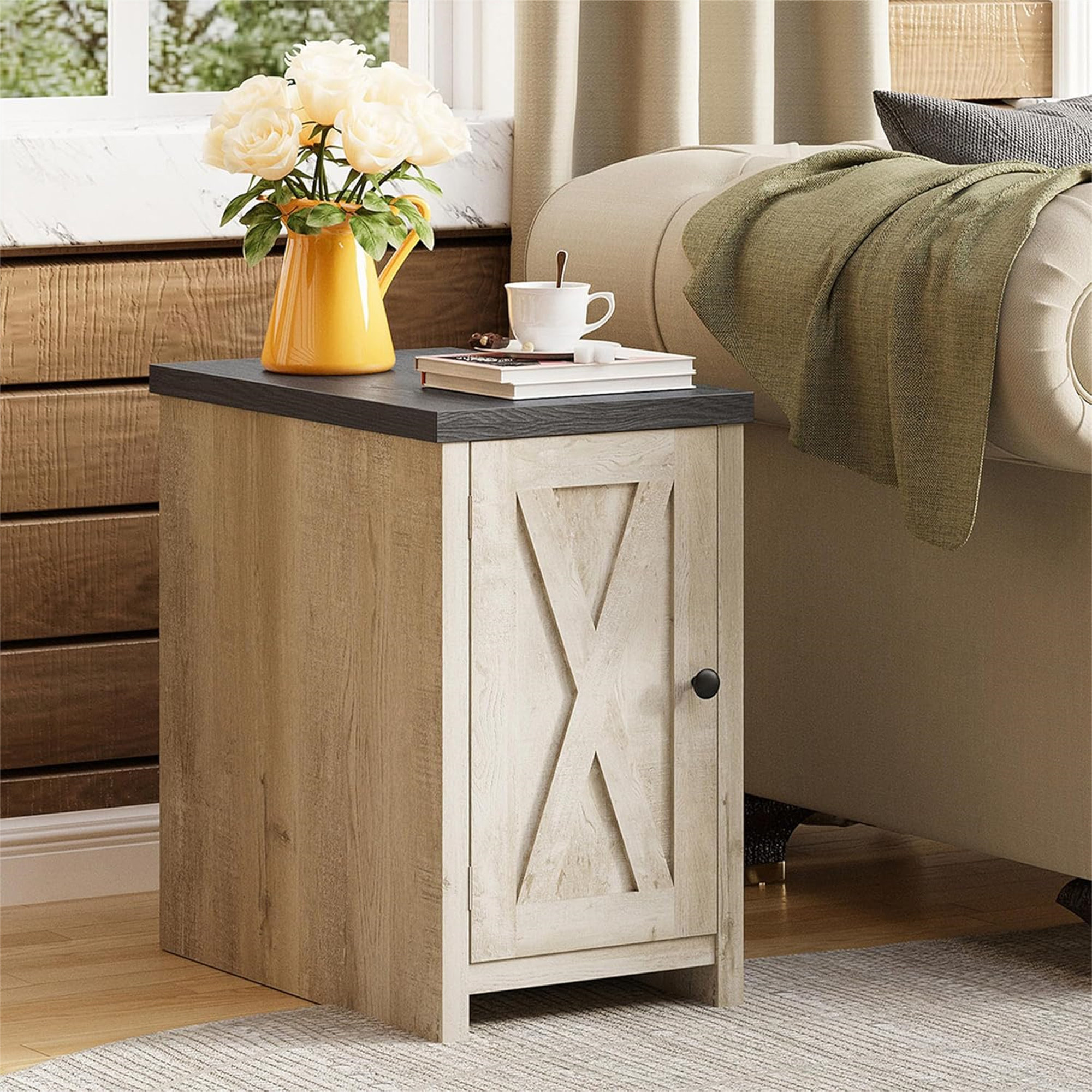 Ophelia & Co. Rustic Narrow Side Table - With Storage and Barn Door ...