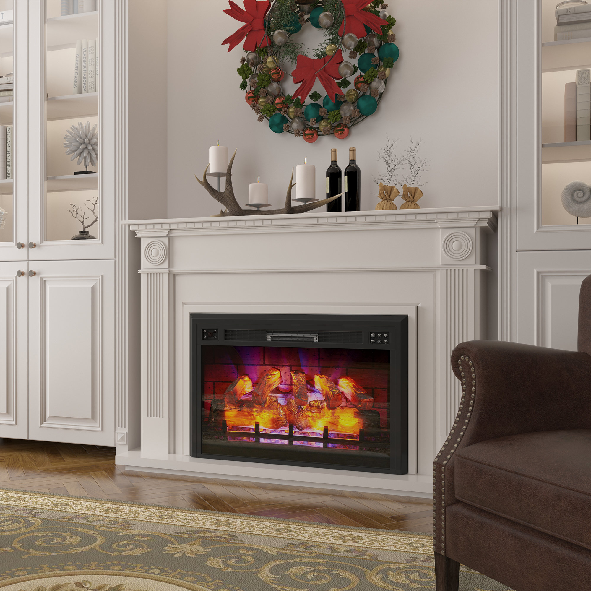 Symple Stuff Laurelynn 35"W Recessed Electric Fireplace with Remote ...