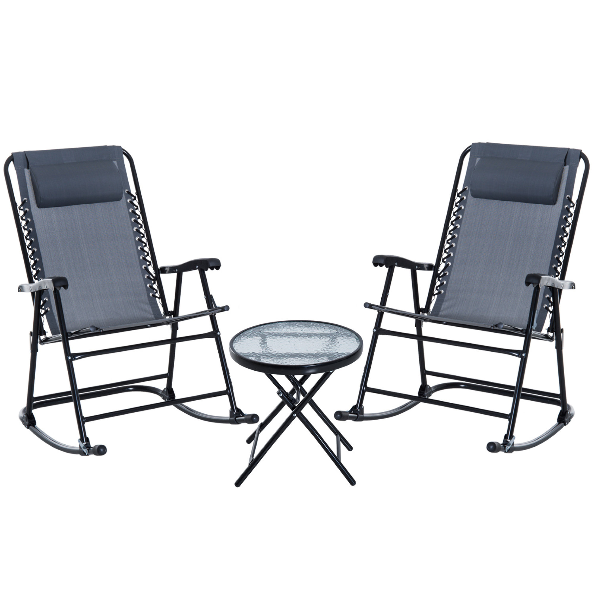 Arlmont & Co. Comfortable Ergonomic Outdoor Rocking Chairs Set With ...
