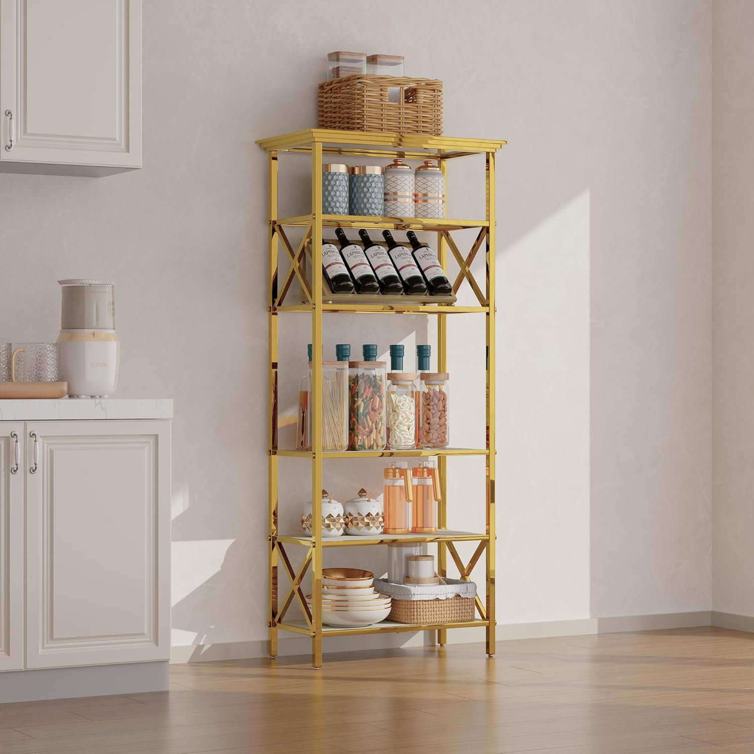 Rebrilliant Reymi Silver Bookcase with Open Shelf Srorage | Wayfair